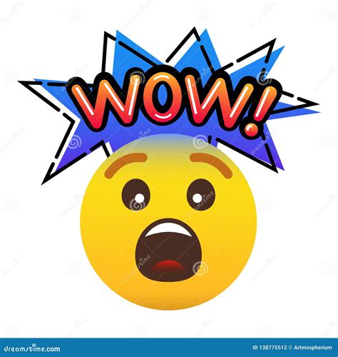 Grito Emocional De La Cara Del Emoticon Guau Ilustración del Vector