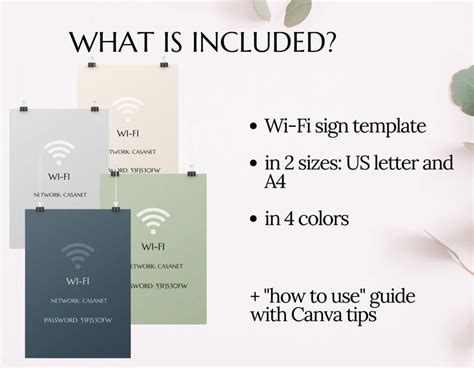 Wifi Password Sign Printable Rental Signage Editable Etsy Airbnb