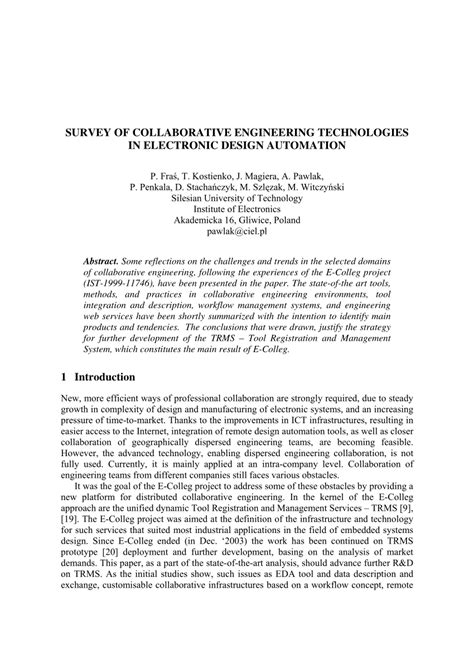Pdf Survey Of Collaborative Engineering Technologies In Electronic Design Automation