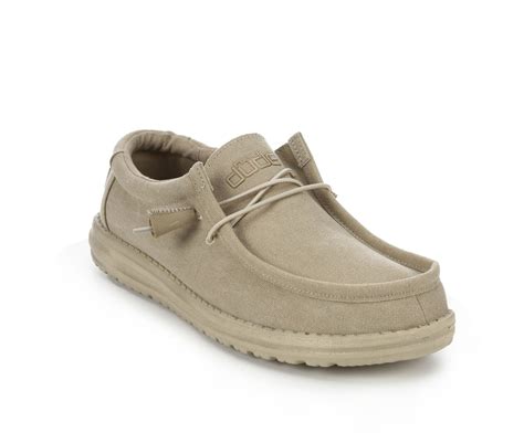 Mens Hey Dude Wally Canvas Casual Shoes In Beige Size Mens 13 Women