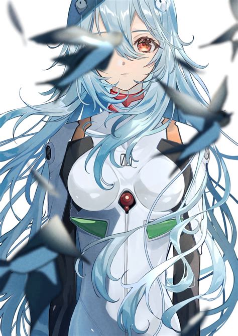 Fan Art Rebuild Of Evangelion Solo Ayanami Rei Blue Hair Neon