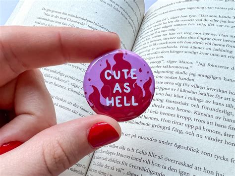 Cute As Hell Button Badge Round Circle Pin Angelic Hell Pit