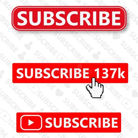 SUBSCRIBE Channel Button Color And Hand Cursor With Shadow Vector EPS Stock Illustration
