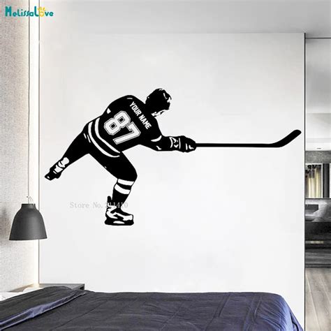 Cutom Name And Number Hockey Wall Decal Personalized Player Shot Vinyl