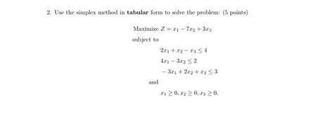 Solved 2 Use The Simplex Method In Tabular Form To Solve