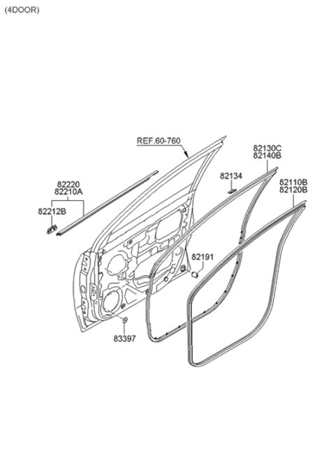 E Genuine Hyundai Weatherstrip Front Door Body Side LH