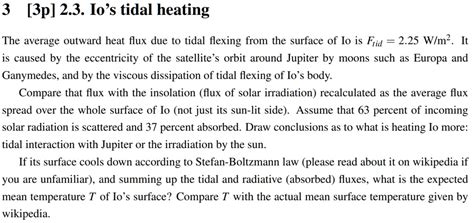 Video Solution [3p] 2 3 Ios Tidal Heating The Average Outward Heat