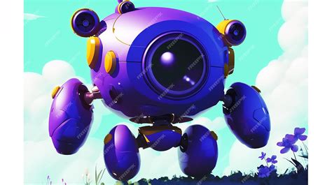 Premium Photo Violet Robot With Large Eyes