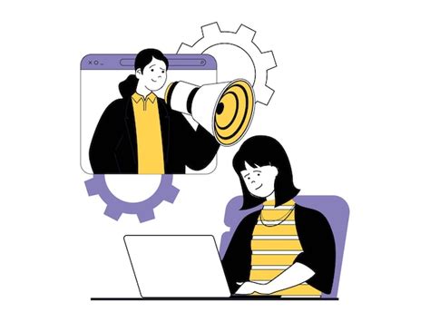 Premium Vector Digital Marketing Concept With Character Situation Marketer With Megaphone