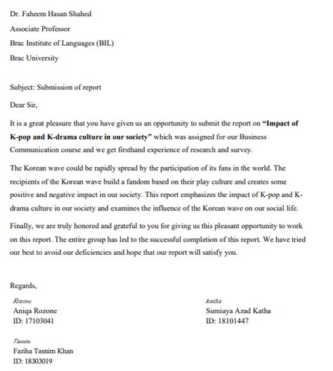 Solved Write A Forwarding Letter On Impact Of