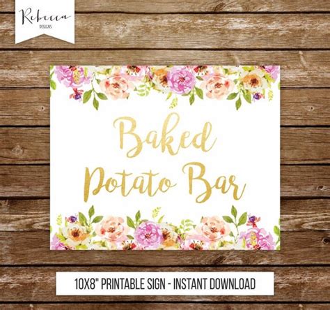 Baked Potato Bar Sign Potato Bar Wedding Potato Bar Sign Baked