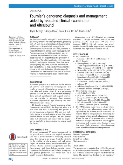 Pdf Fourniers Gangrene Diagnosis And Management Aided By Repeated