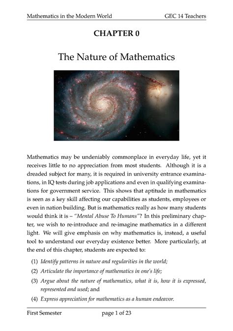 Nature OF Mathematics CHAPTER 0 The Nature Of Mathematics