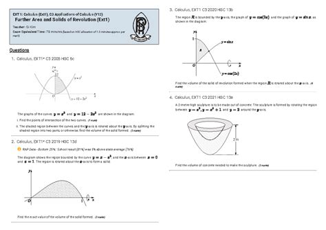 Past Hsc Qs Further Area N Volume 1 Calculus Ext1 C3 2005 Hsc 6c 2 Calculus Ext1 C3