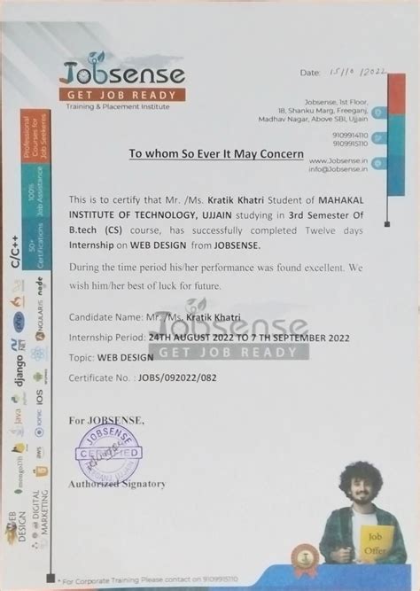 Kratik Khatri On Linkedin Webdesign Internship Careerdevelopment Jobsenseujjain