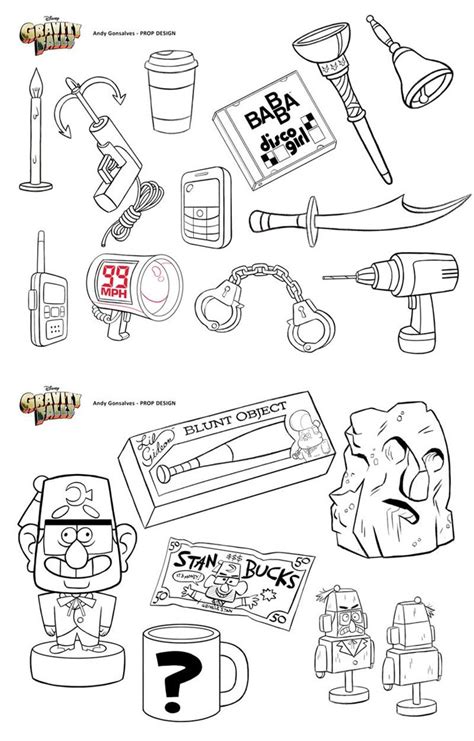 Artes De Produção Do Seriado Gravity Falls Props Concept Gravity