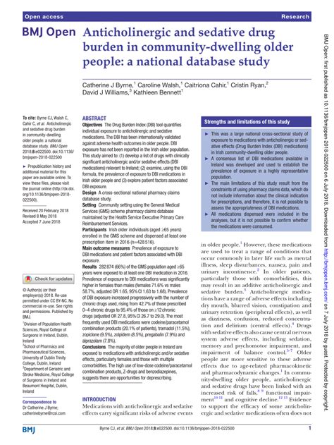 Pdf Anticholinergic And Sedative Drug Burden In Community Dwelling