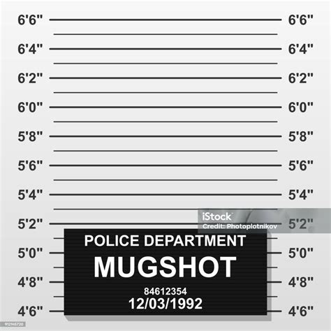 범죄자 얼굴 샷 라인입니다 경찰 Mugshot 사진을 추가 합니다 사진에 대 한 센티미터 규모와 빈 형사 경찰 라인업 지명수배자 사진에 대한 스톡 벡터 아트 및 기타 이미지