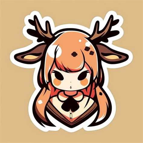 Premium Ai Image Adorable Kawaii Illustrated Chibi Anime Deer Girl Vector Art Sticker With
