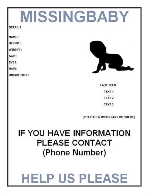 Printable Missing Person Template