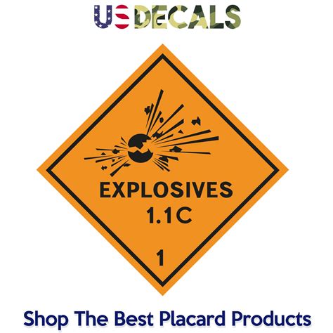 Hazard Class 1 Explosive 11c Placard Sign Us Decals
