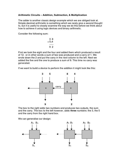 arithmetic circuits addition subtraction and multiplication pdf