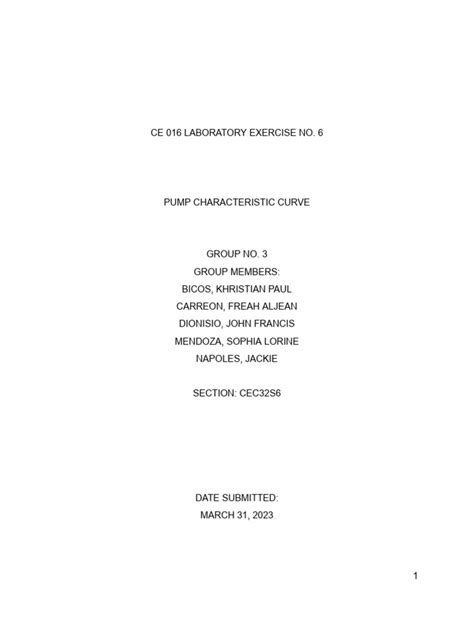 Ce 016 Laboratory Exercise No 6 Group 3 Pdf Pump Valve