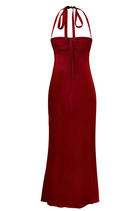 Angelina Maxi Dress In Cherry Red Silk Idáh Cult Mia Ball Dresses