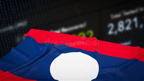The Laos Flag On Business Chart Background 3d Rendering Stock