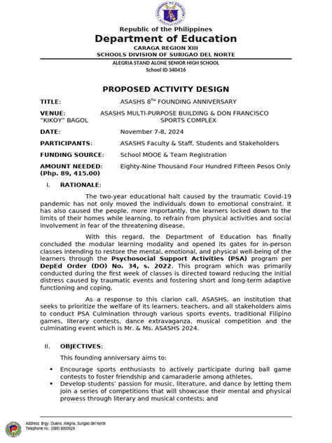 Proposed Activity Design Pdf