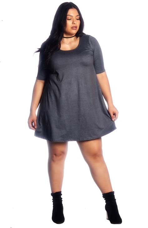 Plus Solid Brushed Swing Dress Vibe Apparel Co