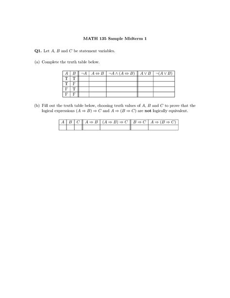 Sample Midterm 1 Practice Math 135 Sample Midterm 1 Q1 Let A B