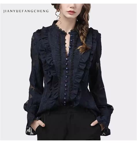 더클라워 인기신상 여성 럭셔리 프릴장식 레이스 나팔소매 고급 블라우스~4xl 티몬