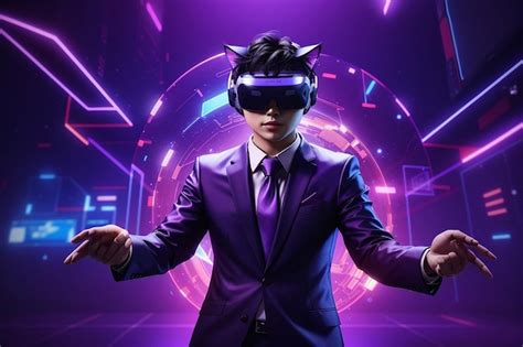 Premium Ai Image Young Asian Man Wearing Vr Headset Enjoy Playing