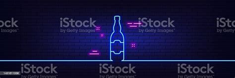 맥주 병 라인 아이콘 펍 크래프트 맥주 사인 네온 광광선 효과 벡터 0명에 대한 스톡 벡터 아트 및 기타 이미지 0명 3