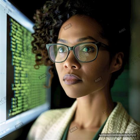 Ai创作图股票交易员 阅读眼镜片计算机 戴眼镜女孩戴智能眼镜 研究股票 数据工程师 计算机监视 程序媛 查看监控 计算机专家 对计算机监控屏幕 证券经纪人 市场交易员 专注前景 女人计算机图形