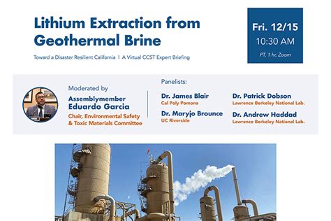 Panel Lithium Extraction From Geothermal Brine Elements For Berkeley Lab