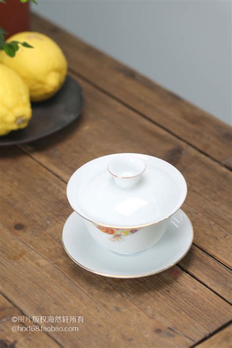 潮州大鱼羊脂玉瓷盖碗三才碗工夫茶碗薄胎茶备盖瓯三杯单丛陶瓷 虎窝淘