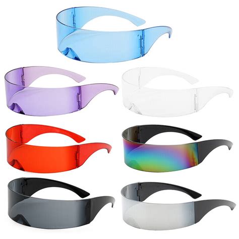 Futuristic Sunglasses Mirrored Narrow Lens Wrap Visor Robot Costume