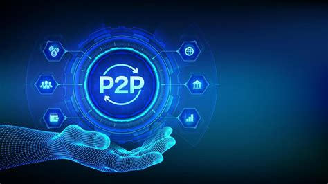 Peer To Peer Icon In Wireframe Hand P2p Payment And Online Model For Support Or Transfer Money