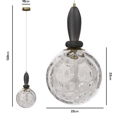 Grey Globe Pendant Ceiling Light With Dimpled Glass Effect Vercelli