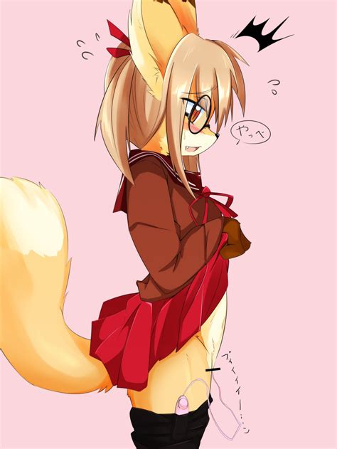 Rule 34 Brown Hair Female Fox Furry Glasses Hitonounti Long Hair Open