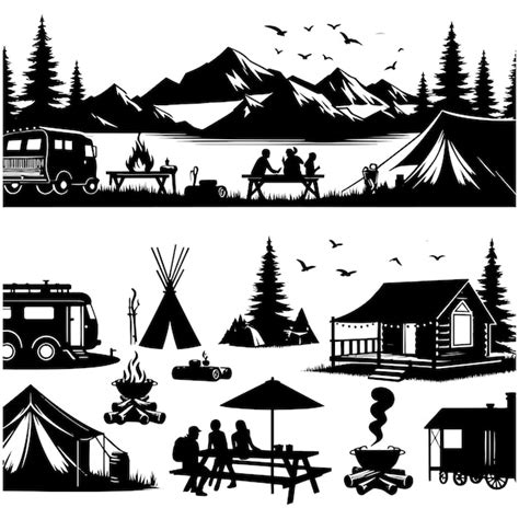 Premium Vector Camping Elements Vector Set