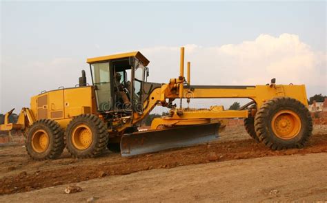 Motor Grader Working On Road Construction Stock Image Image Of Hydraulic Road 24067317
