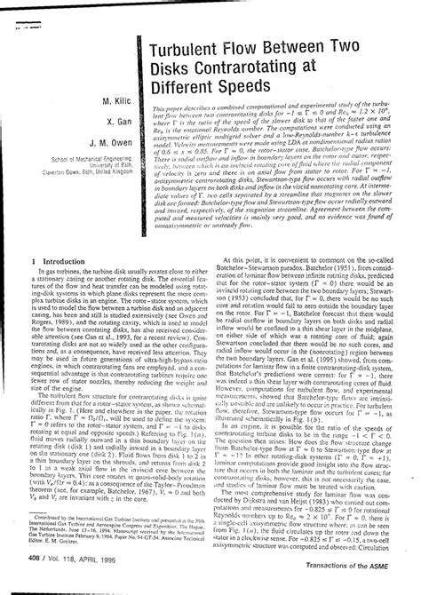 pdf turbulent flow between two disks contrarotating at different speeds