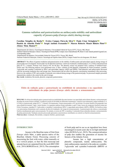 Download Pdf Gamma Radiation And Pasteurization On Anthocyanin