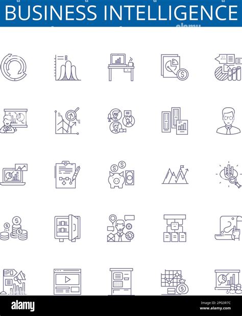 Business Intelligence Line Icons Signs Set Design Collection Of