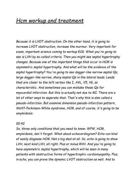 Hcm Workup And Treatment Pdf Clinical Medicine Internal Medicine