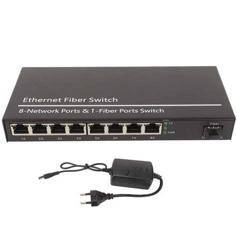 Convertidor De Medios Ethernet De Fibra 1 Puerto óptico 8 Puertos