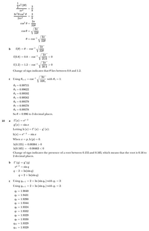 9709 P3 Numerical Solutions Exercise 3 Worked Solutions Maths With